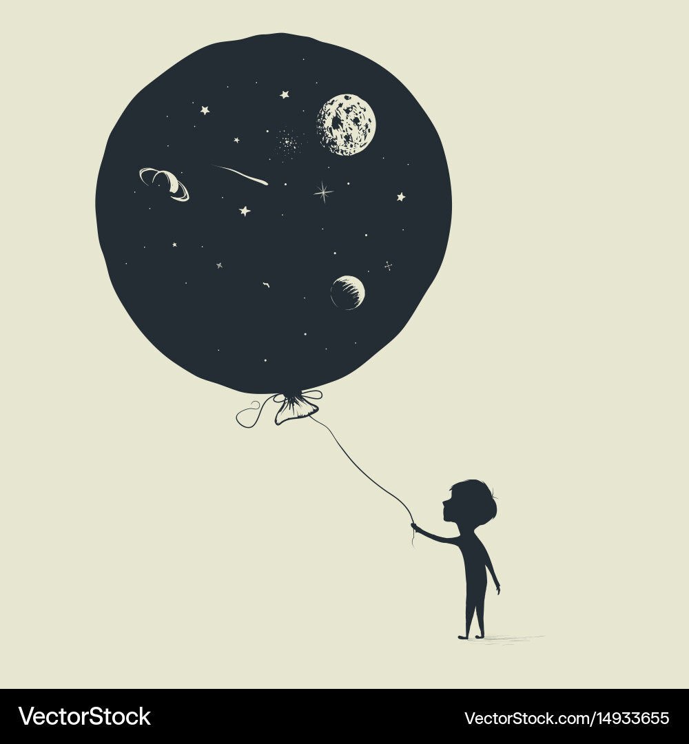 Boy with a Universe Balloon Royalty Free Vector Image