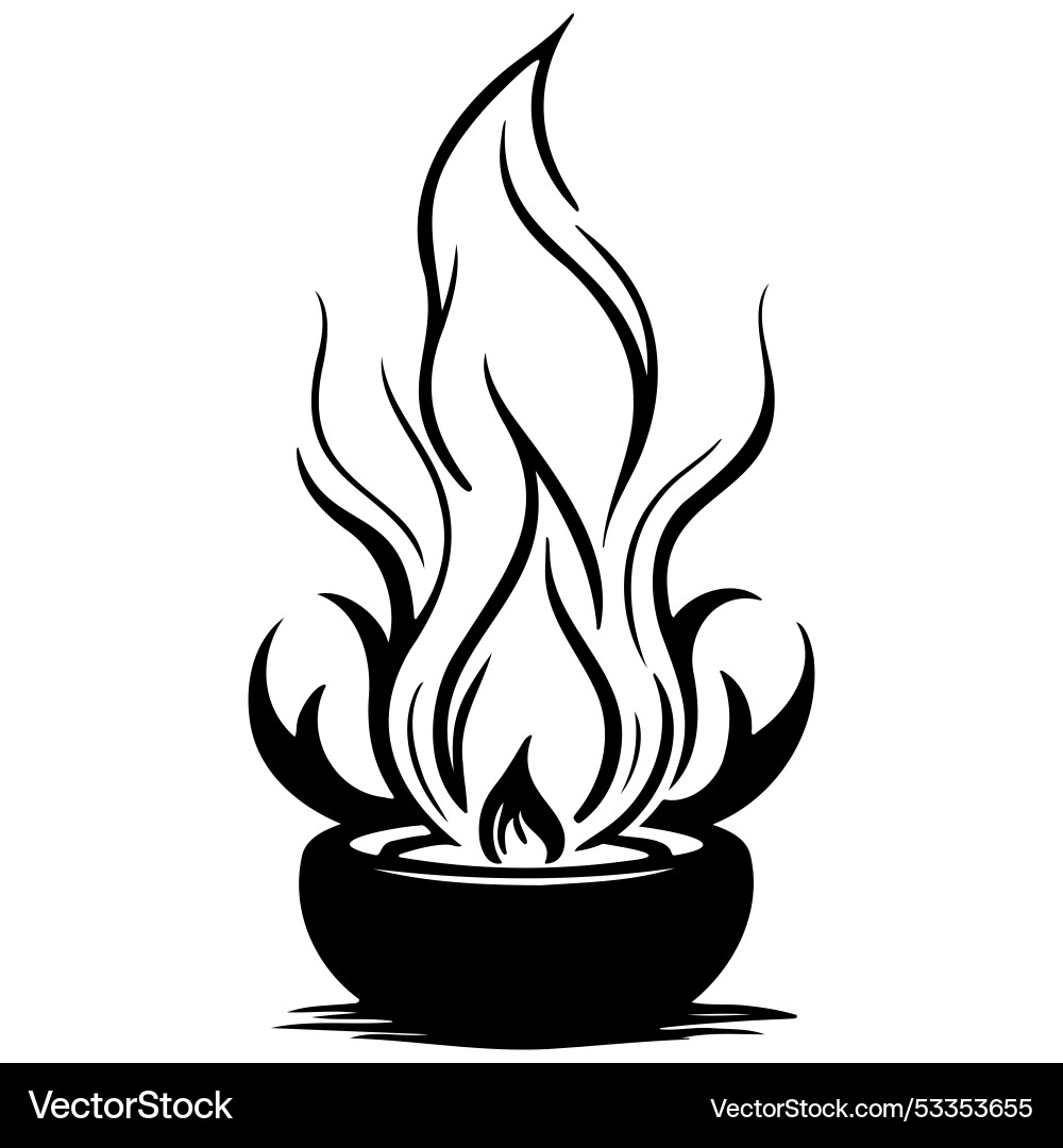 Cartoon flame drawing vintage line image Vector Image