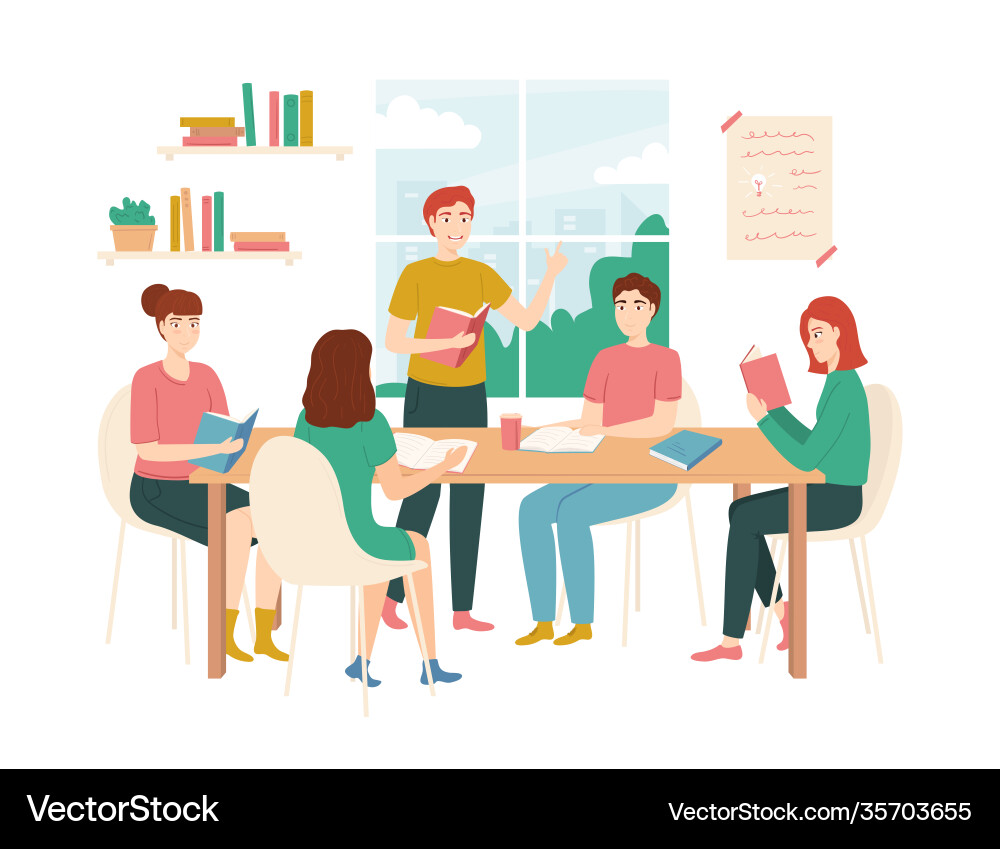 Colorful Students Studying Together Royalty Free Vector