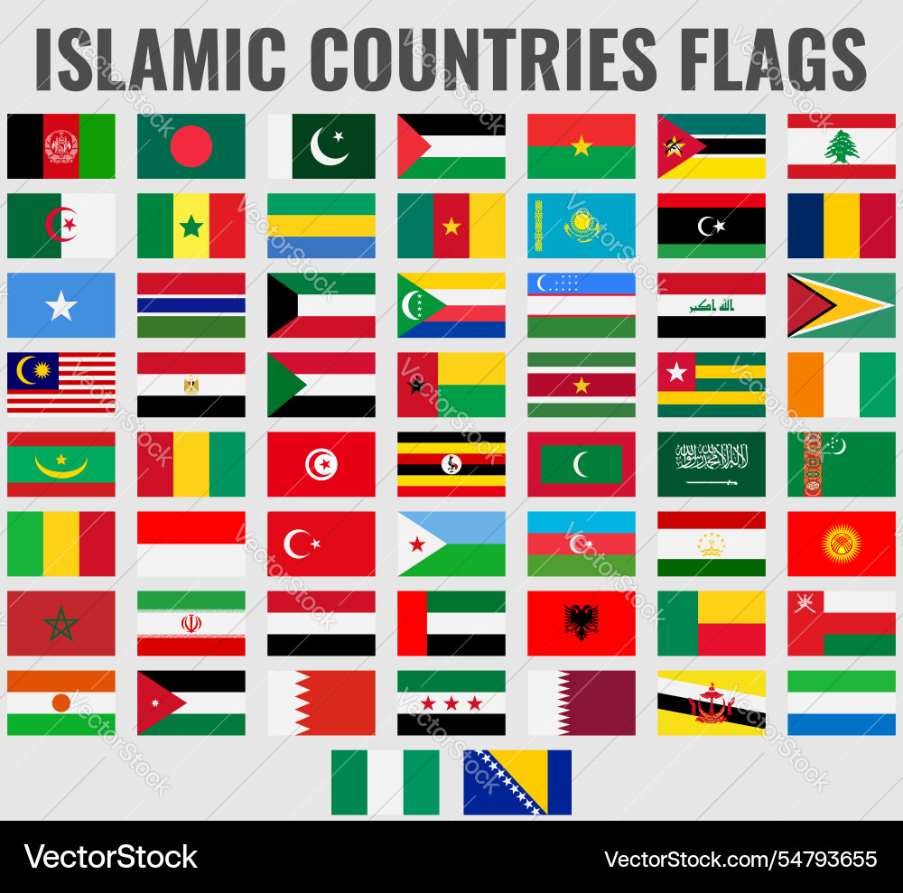 Islamic countries flags design Royalty Free Vector Image