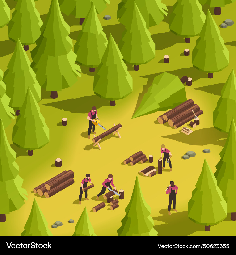 Lumberjack isometric Royalty Free Vector Image