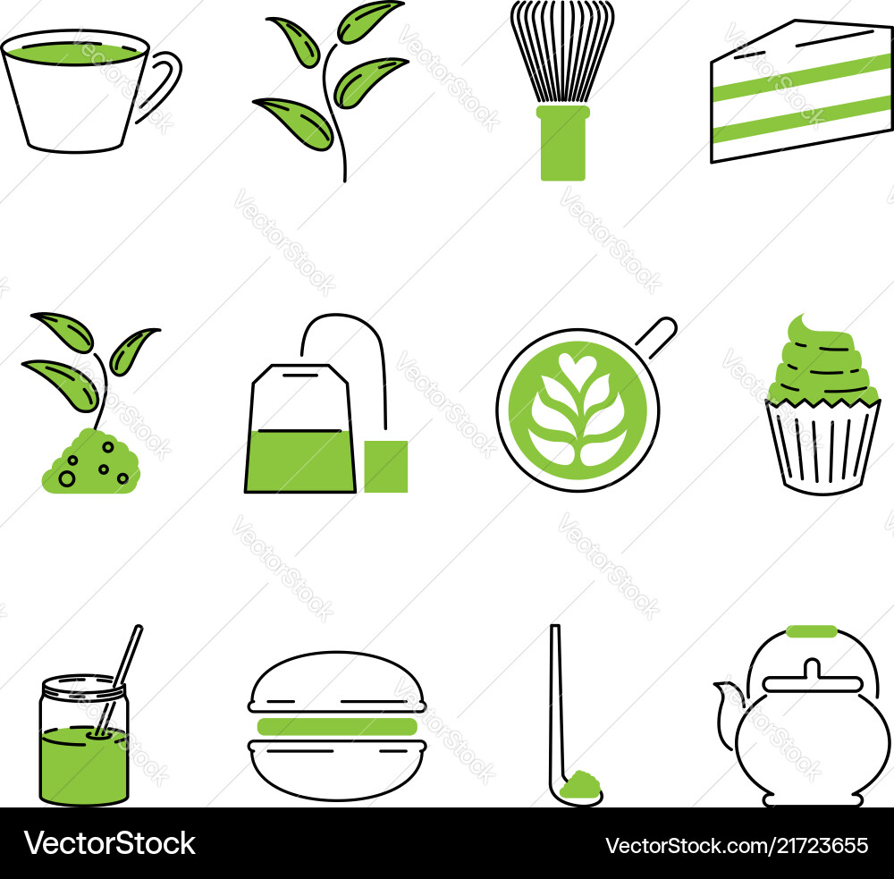 Matcha Tea Icons - Japanese Tradition Royalty Free Vector