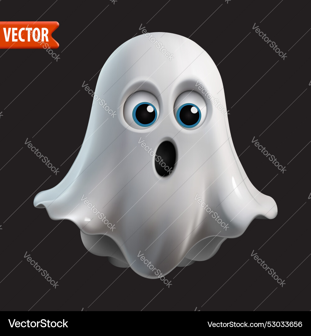 3d ghost character with surprised look and blue Vector Image