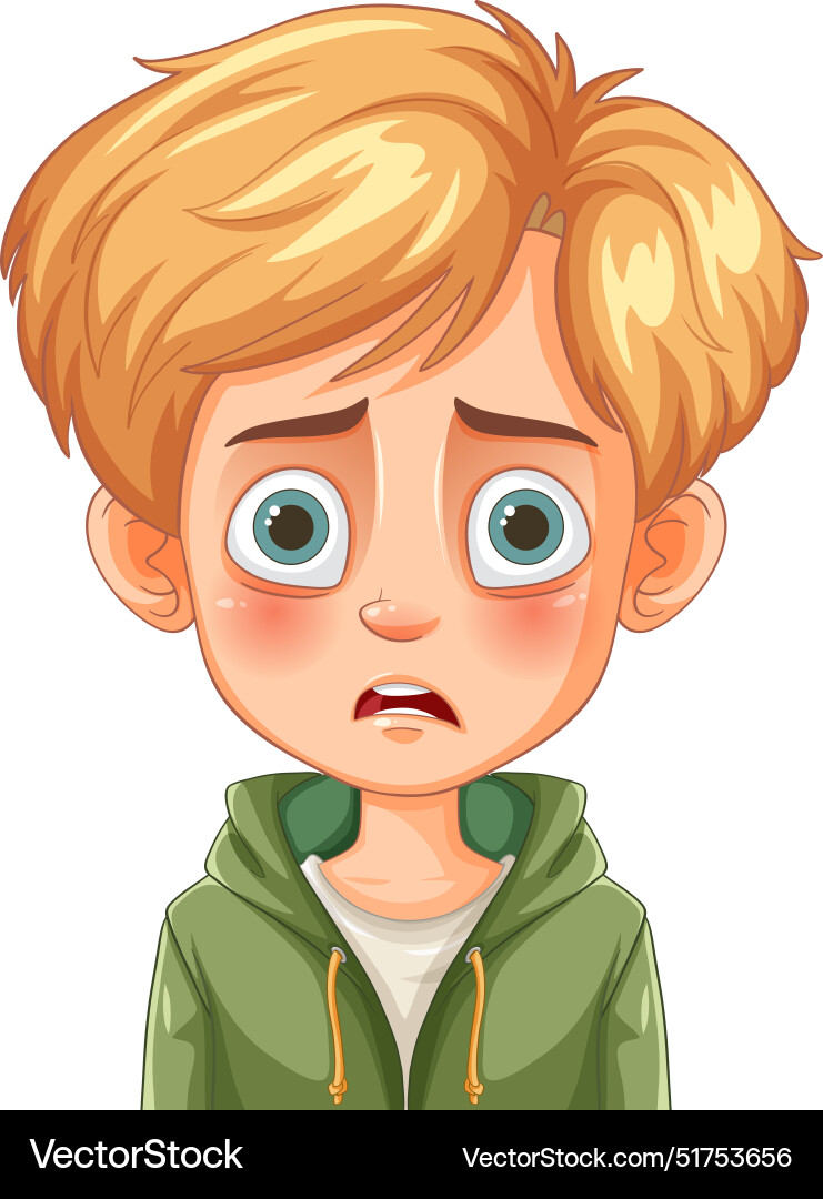 A concerned young boy Royalty Free Vector Image