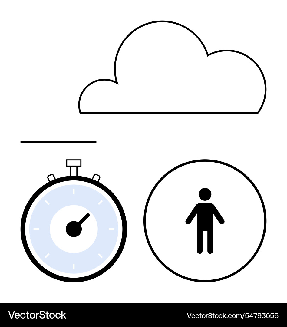 Cloud stopwatch and human figure representing Vector Image