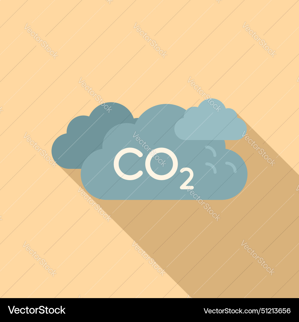 Co2 clouds icon flat smog reduction Royalty Free Vector