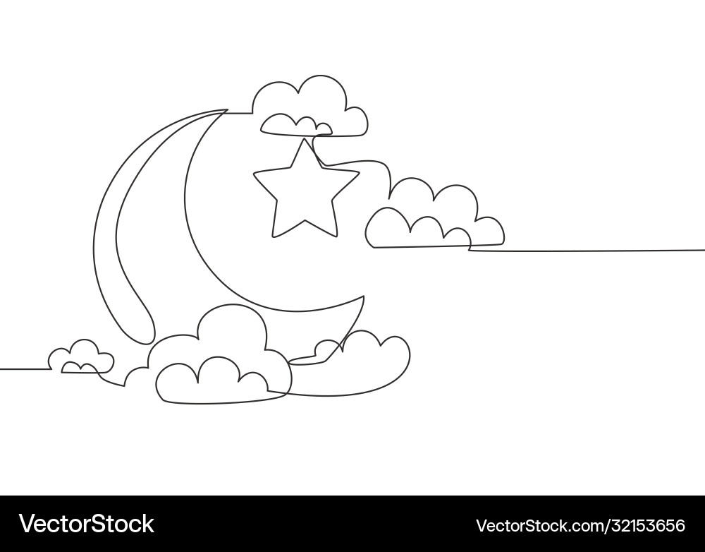 One single line drawing islamic ornament Vector Image