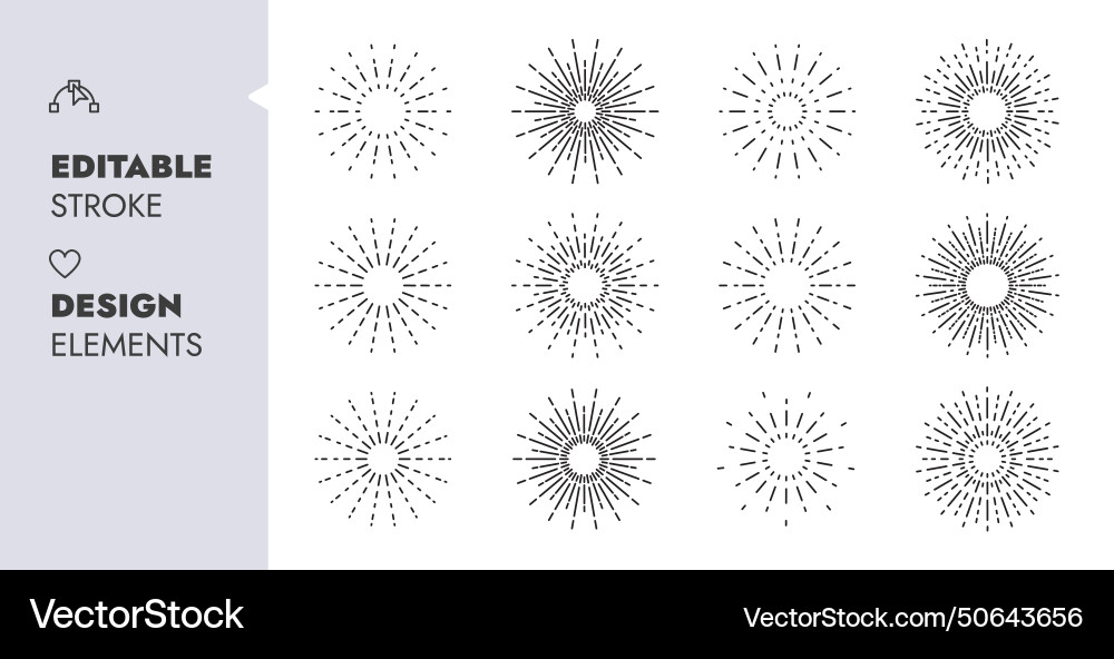 Sun rays decorative frames sunburst design Vector Image