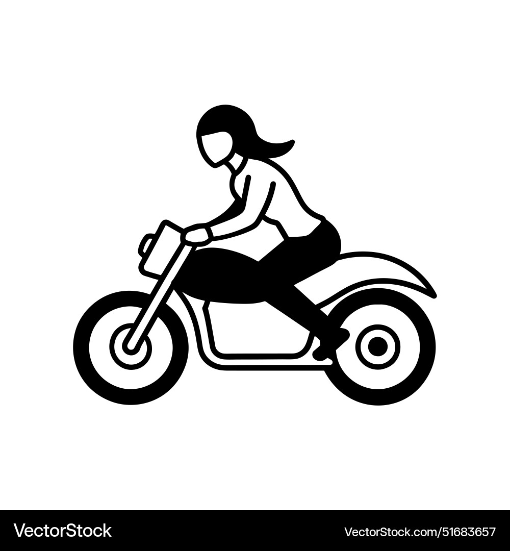 A girl riding motorcycle Royalty Free Vector Image