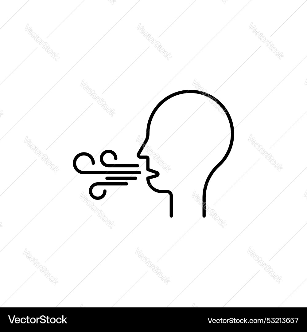 Breath line icon isolated on white background Vector Image