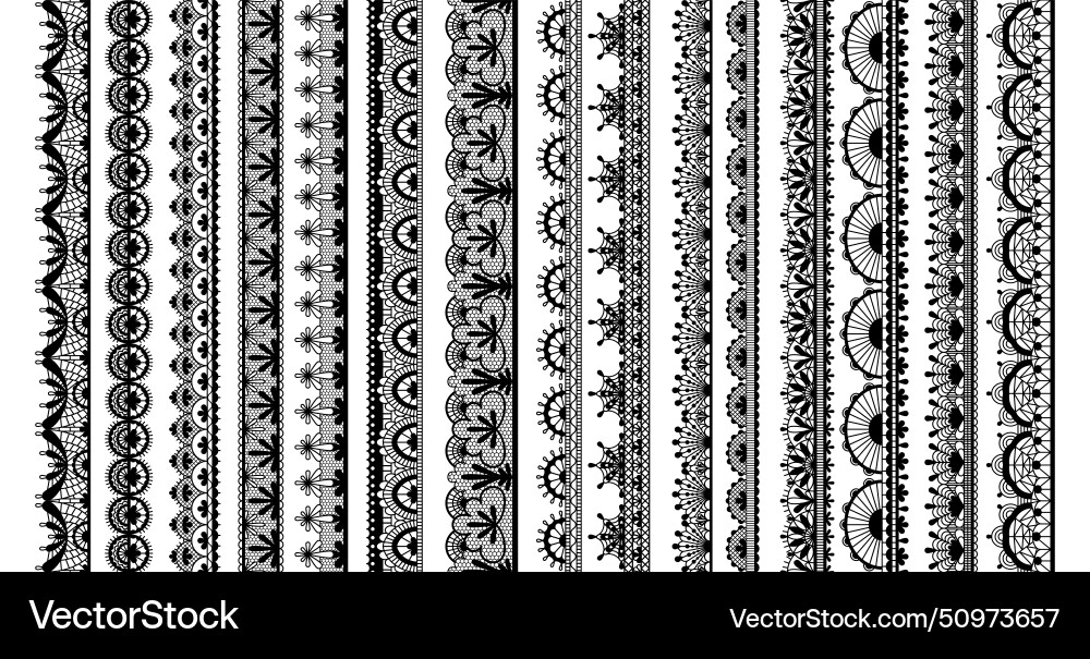 Cartoon black lace pattern elements Royalty Free Vector