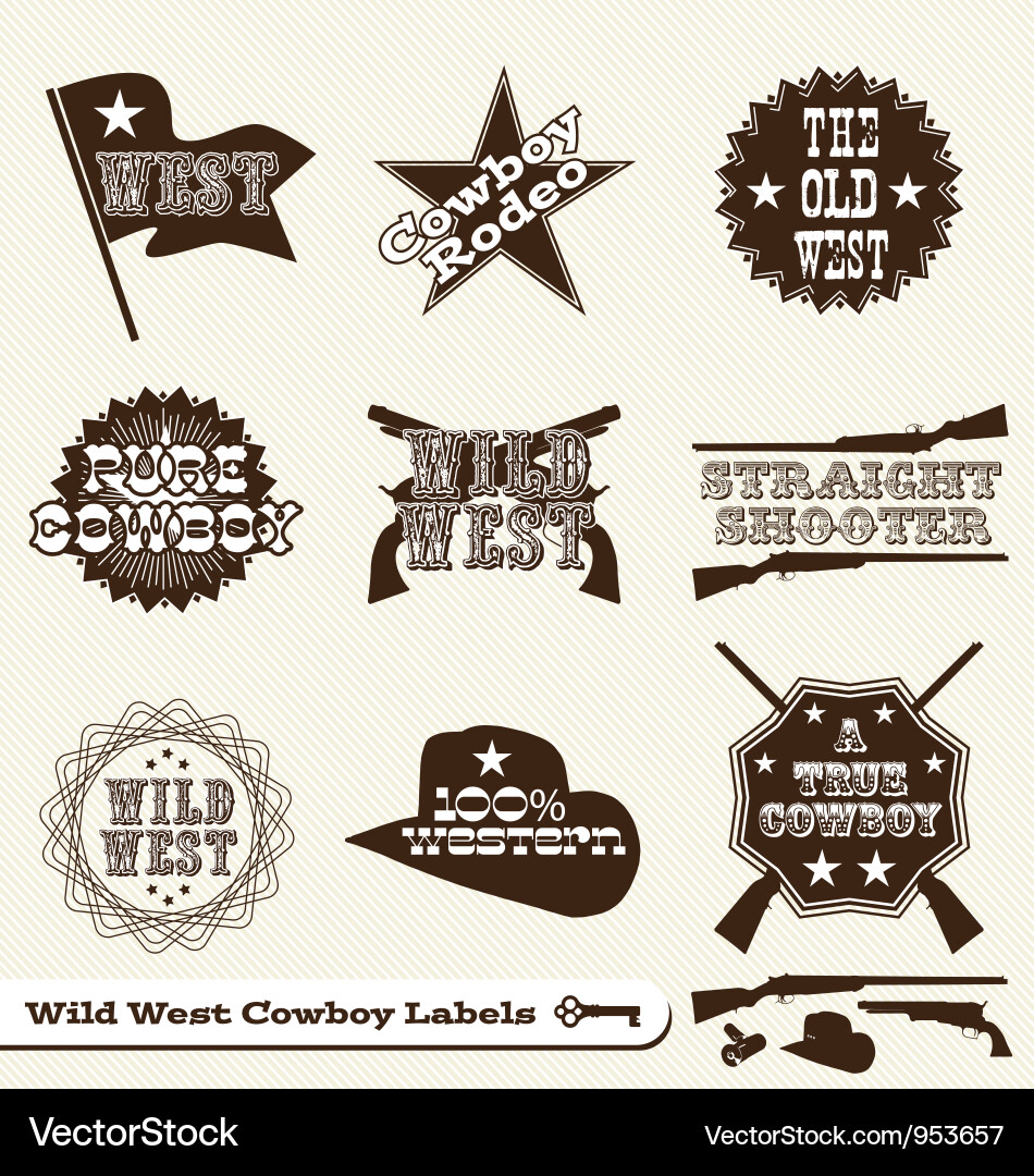 Cowboy labels Royalty Free Vector Image - VectorStock