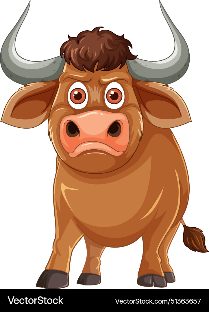 Cute bull with expressive eyes and horns Vector Image