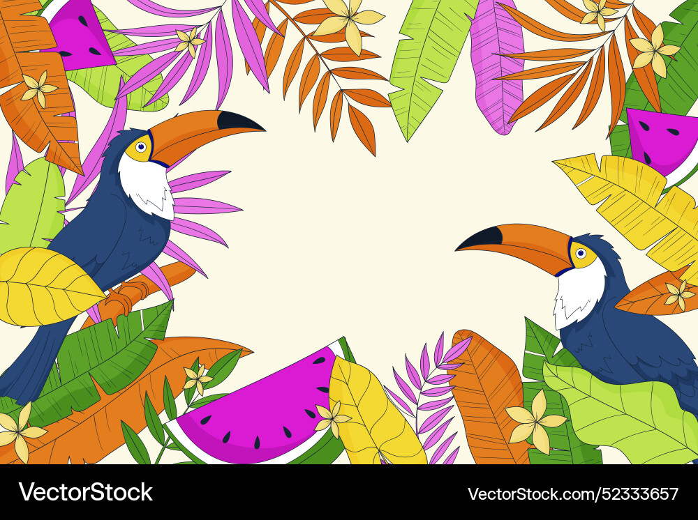 Hand drawn colorful tropical background Royalty Free Vector