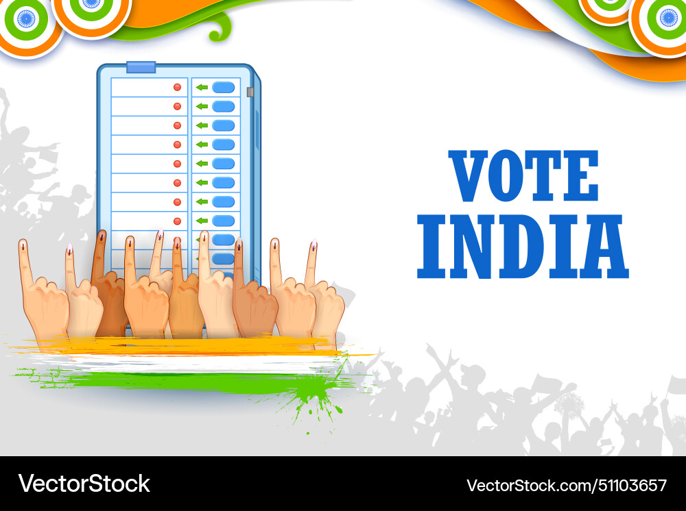 Indian people hand with voting sign showing Vector Image