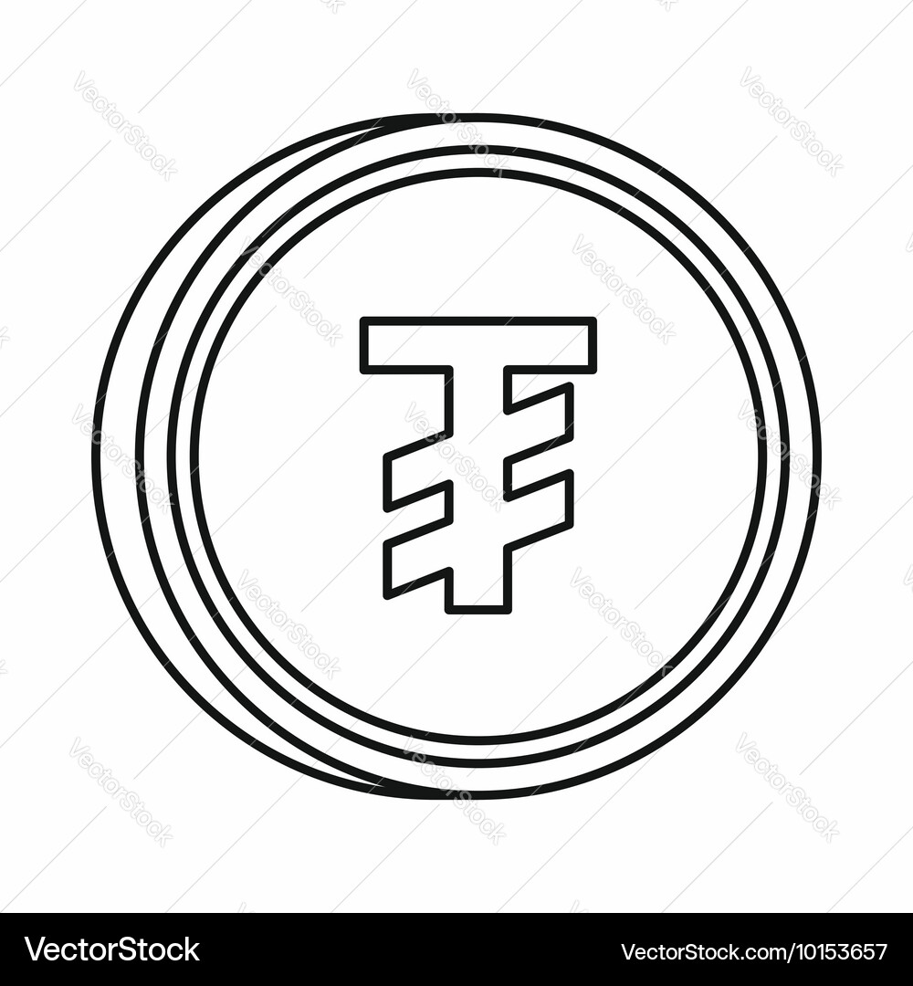 Mongolian tugrik sign icon outline style Vector Image