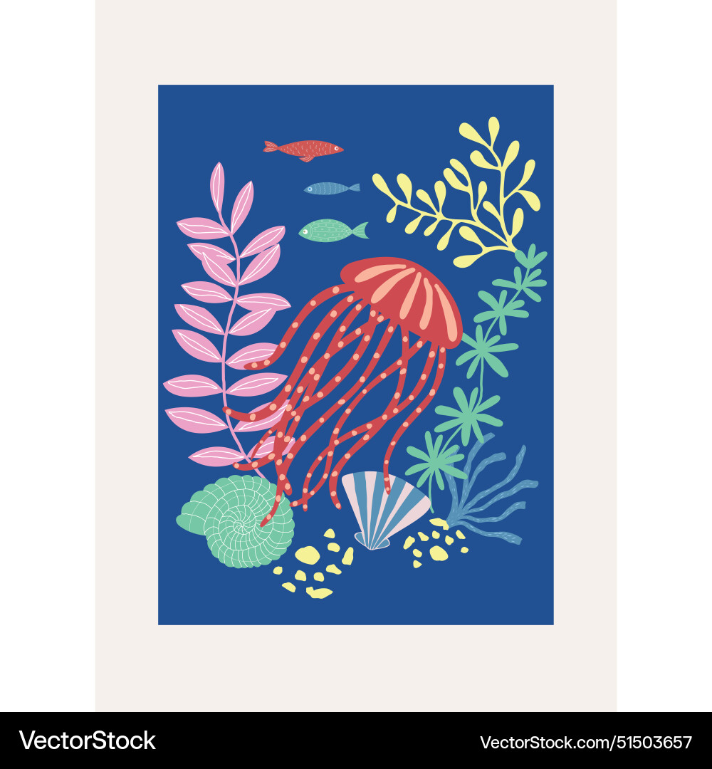 Nursery poster with jellyfish Royalty Free Vector Image