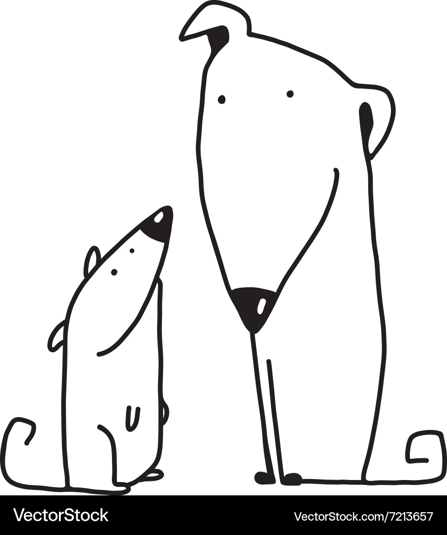 Two cartoon brown dog parent and kid Royalty Free Vector