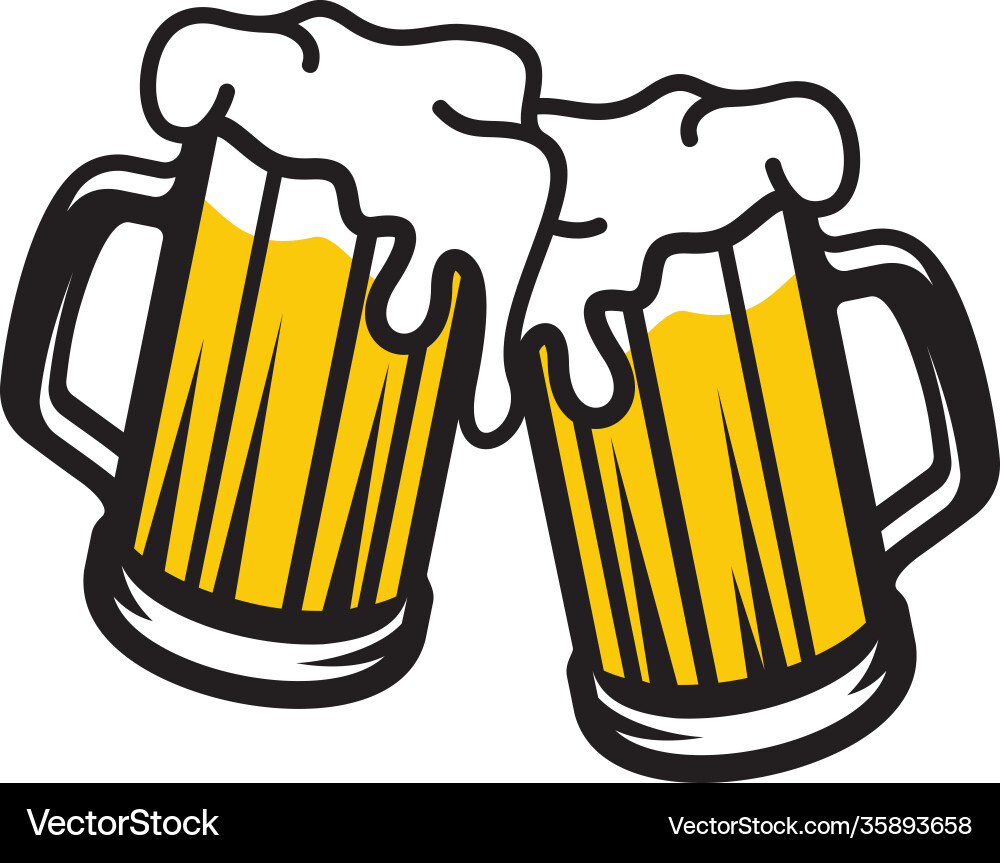 Beer mugs toasting Royalty Free Vector Image - VectorStock