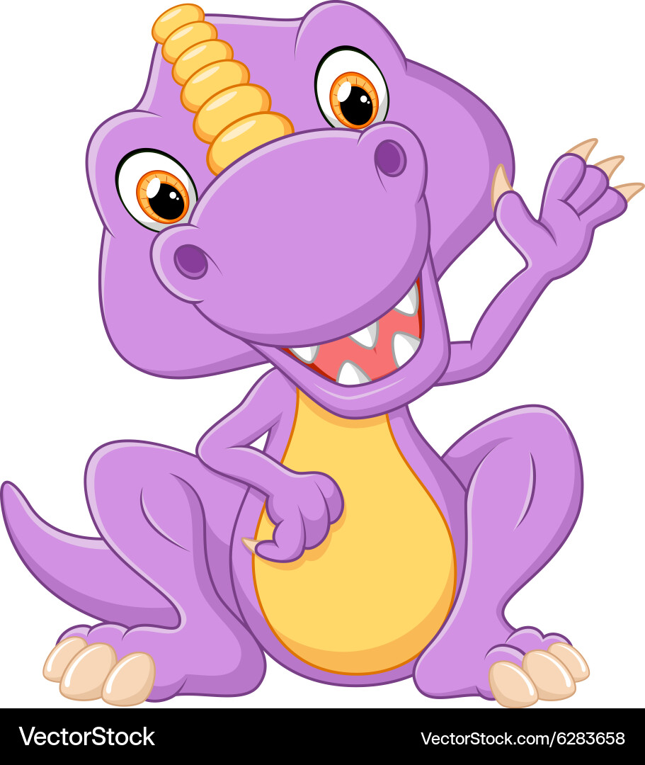 Cute dinosaur waving hand Royalty Free Vector Image