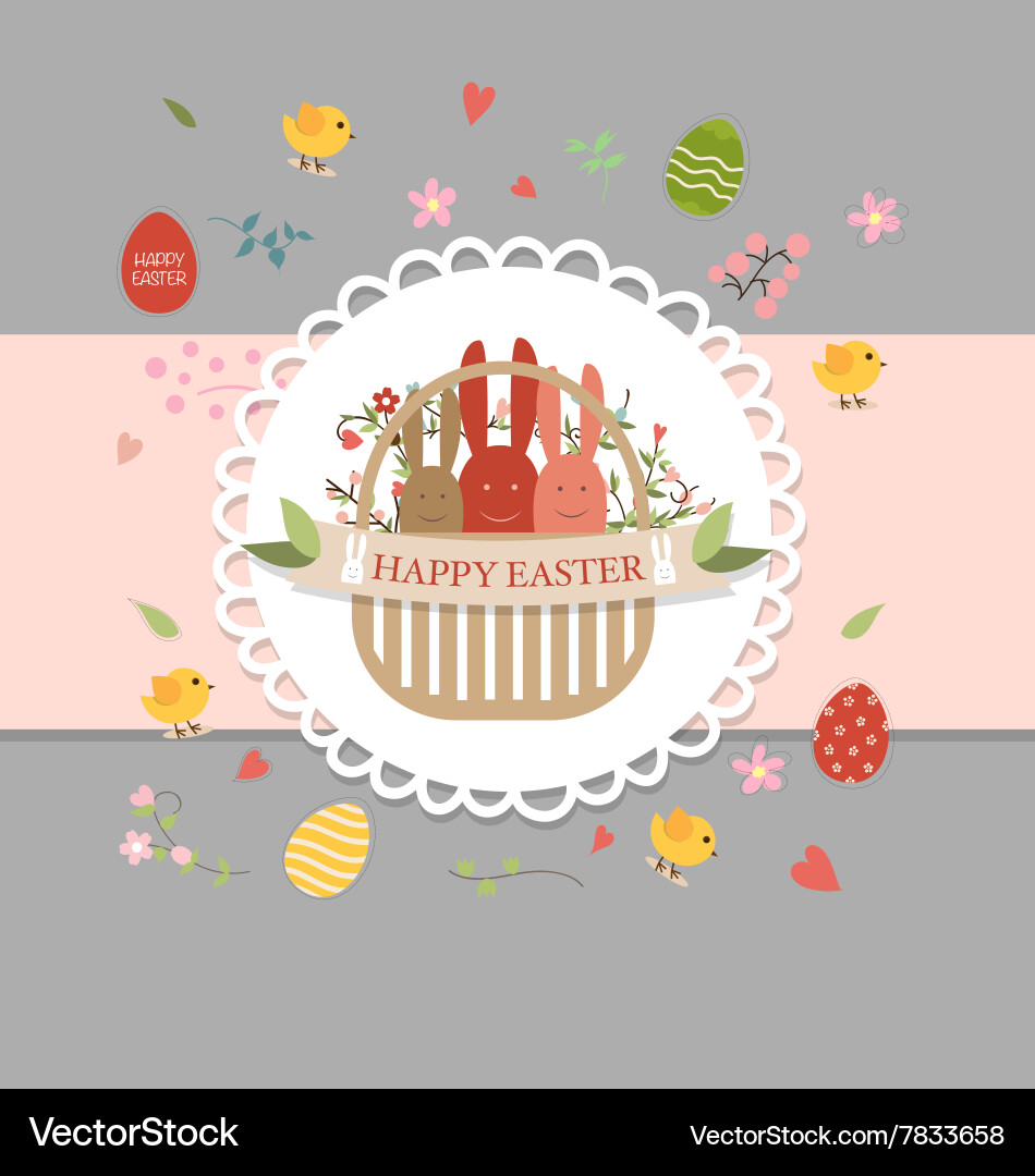 Cute Easter Cards with Bunnies and Eggs Royalty Free Vector