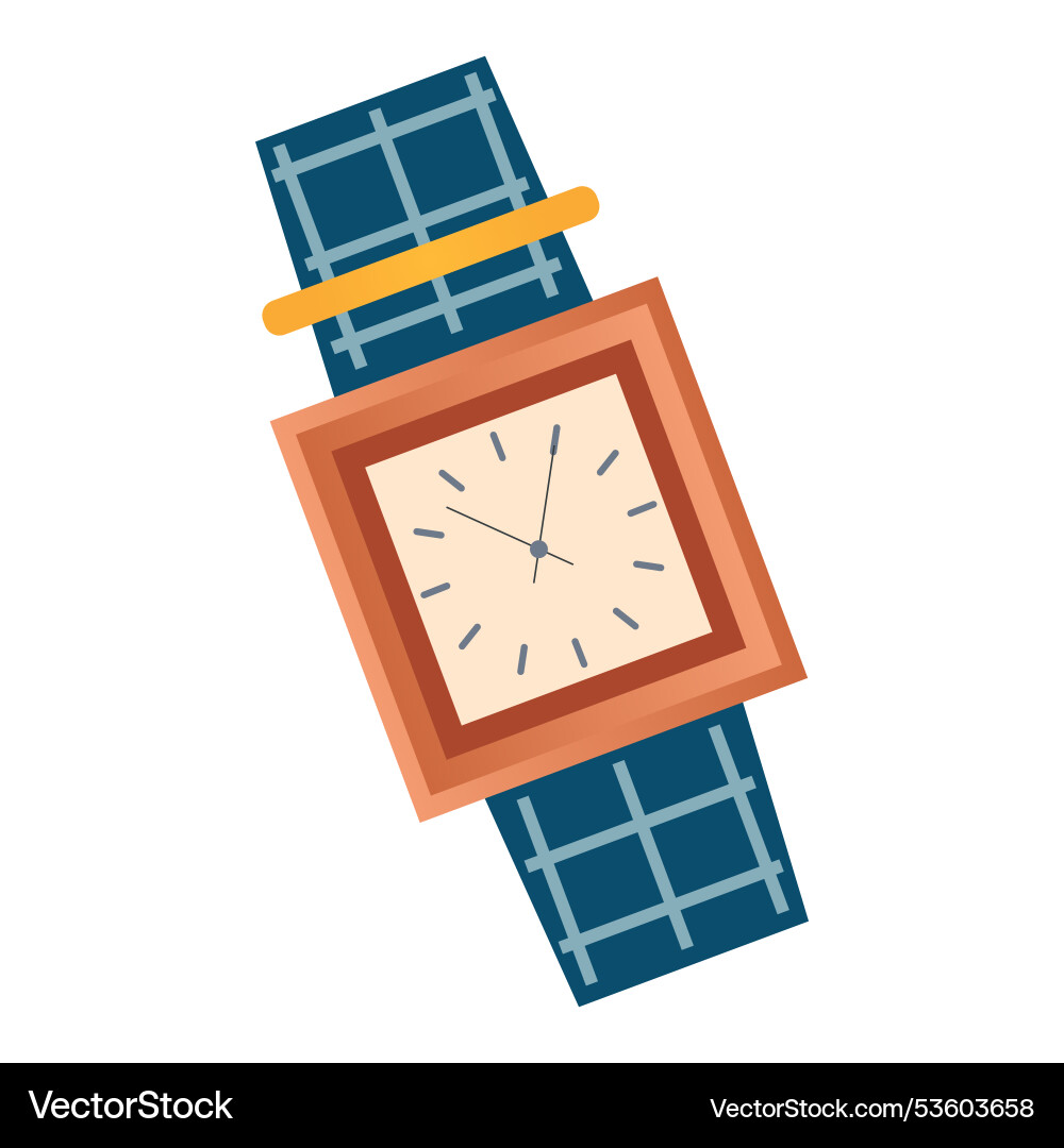 Elegance wrist watch in flat design clock Vector Image
