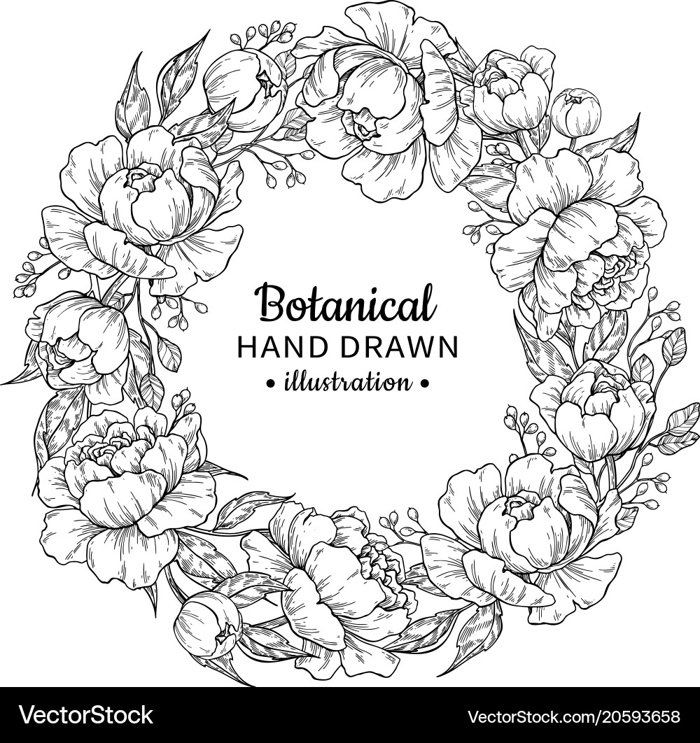 Peonies Wreath Vector Images (over 4,100)