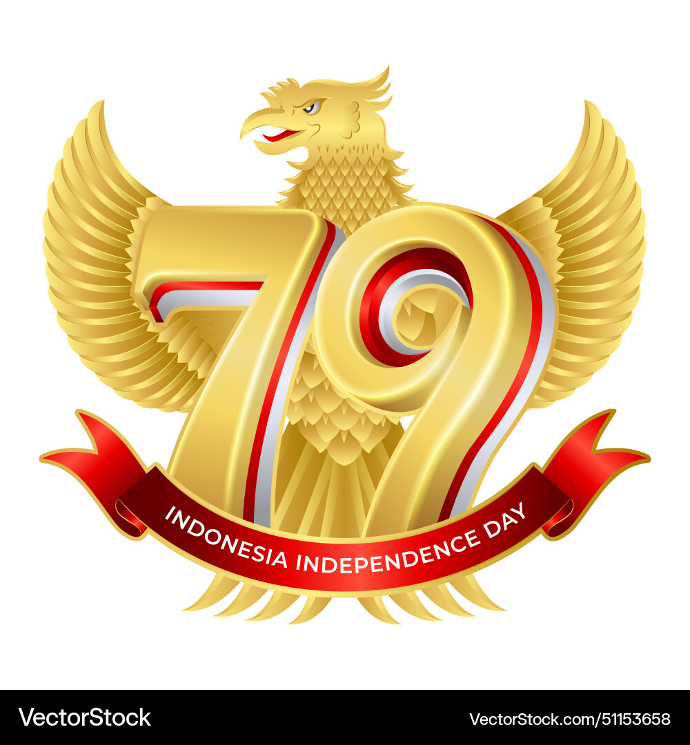Golden 79th indonesia independence day Royalty Free Vector