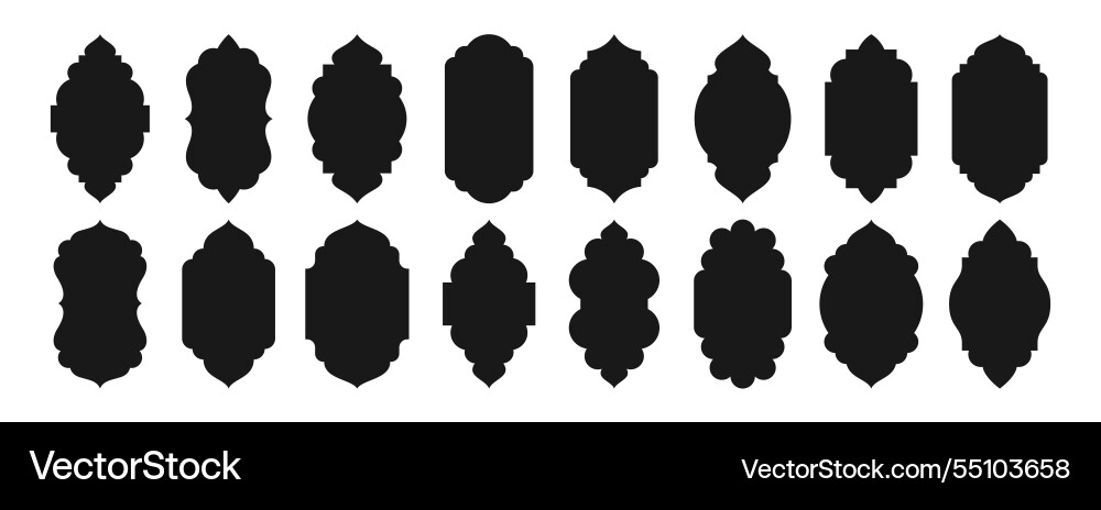 Islamic window shapes black muslim architecture Vector Image