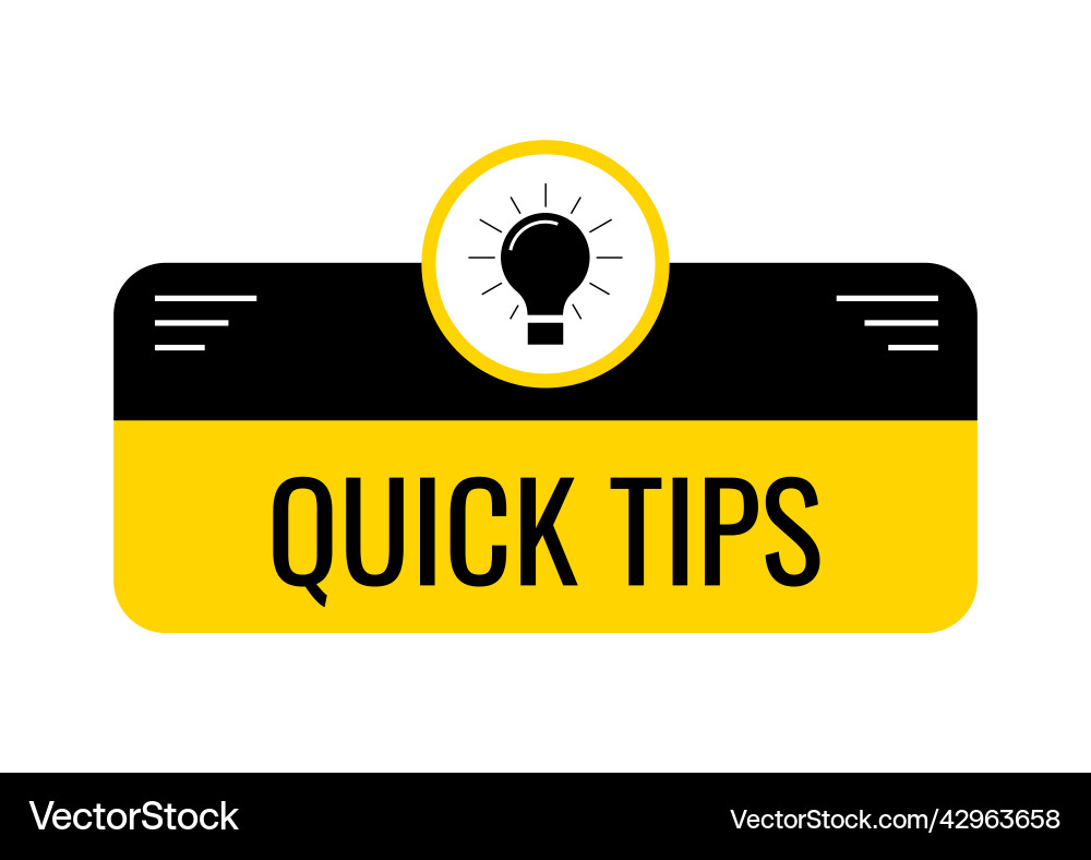 Quick Tips Badge with Lightbulb Royalty Free Vector Image