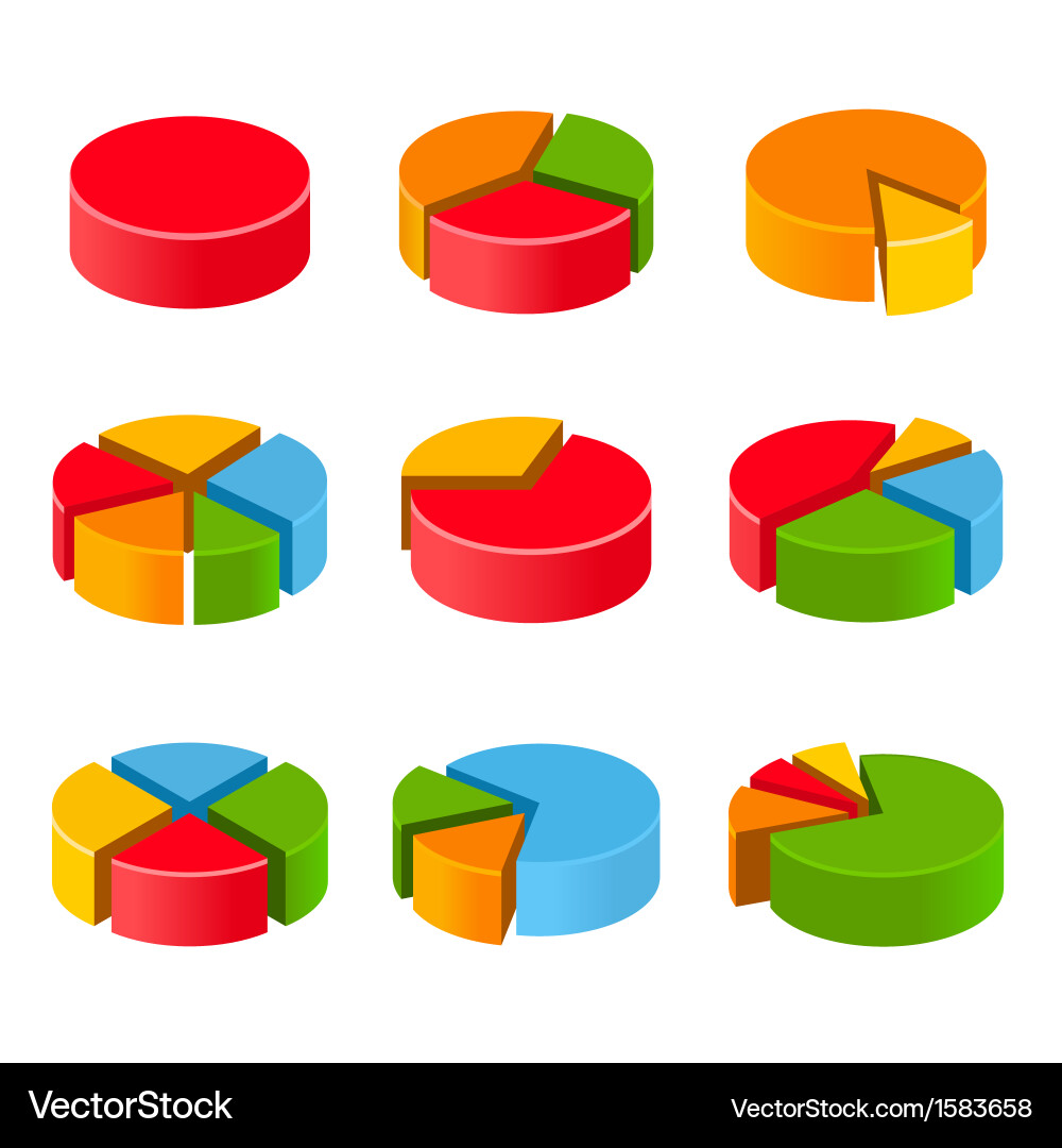 Segmented and multicolored pie charts set Vector Image