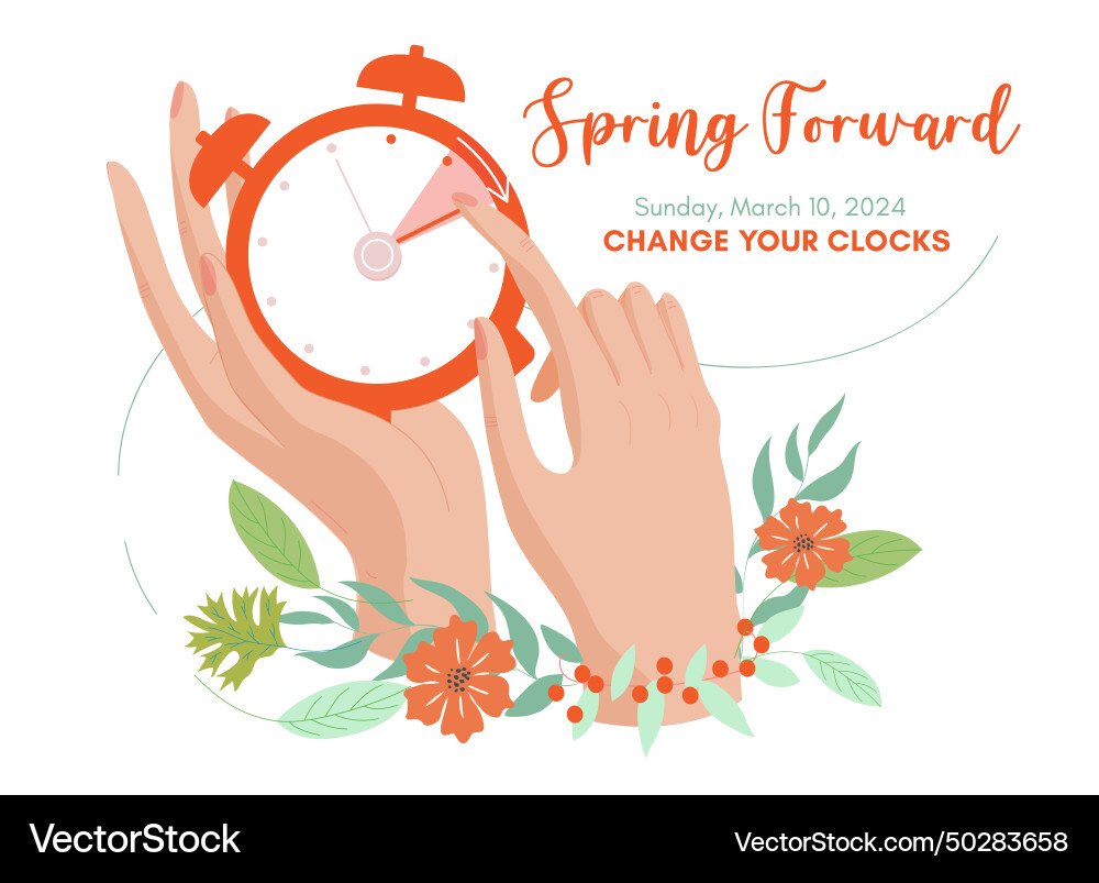 Set the clock one hour ahead alarm Royalty Free Vector Image