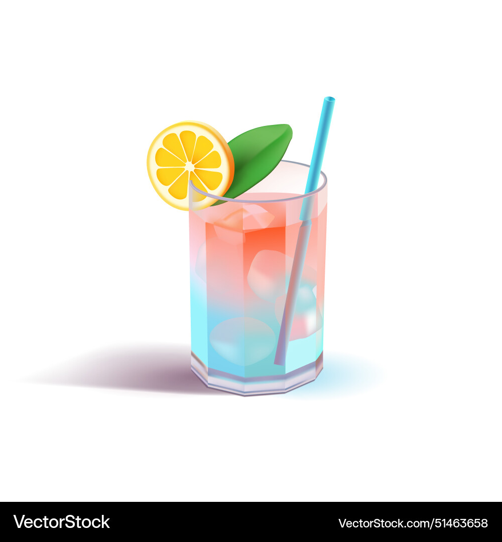 Summer refreshing drink ice cocktail in a glass Vector Image