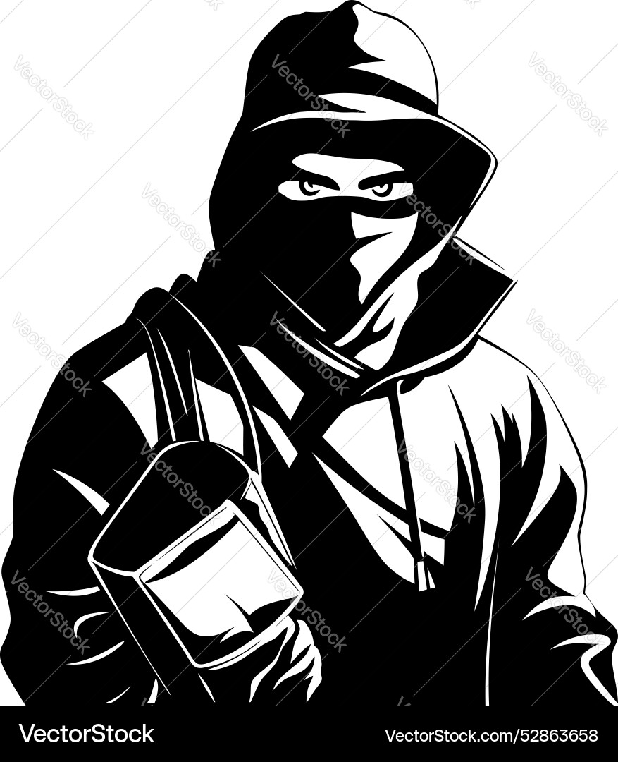 Thiefs trophy robber with loot shadow swindle Vector Image