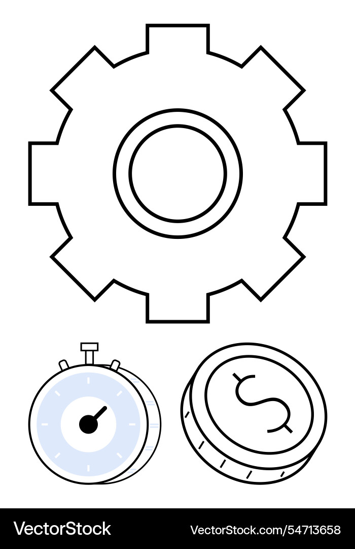 Time management and budgeting concept with gear Vector Image