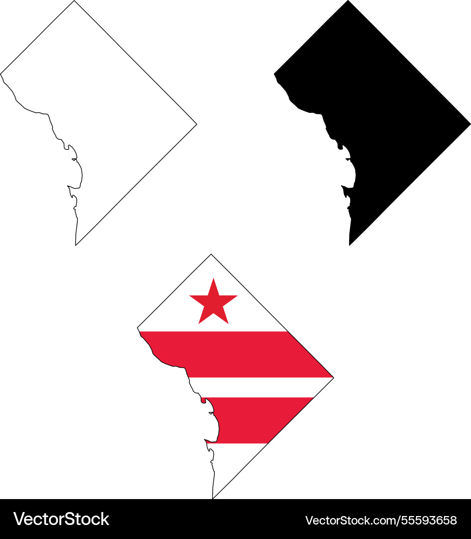 Washington D.C. Flag Map Royalty Free Vector Image