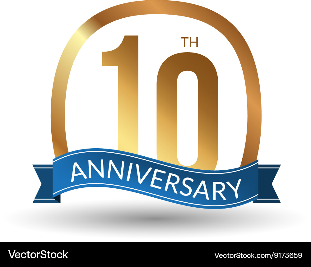 10 years anniversary experience gold label Vector Image