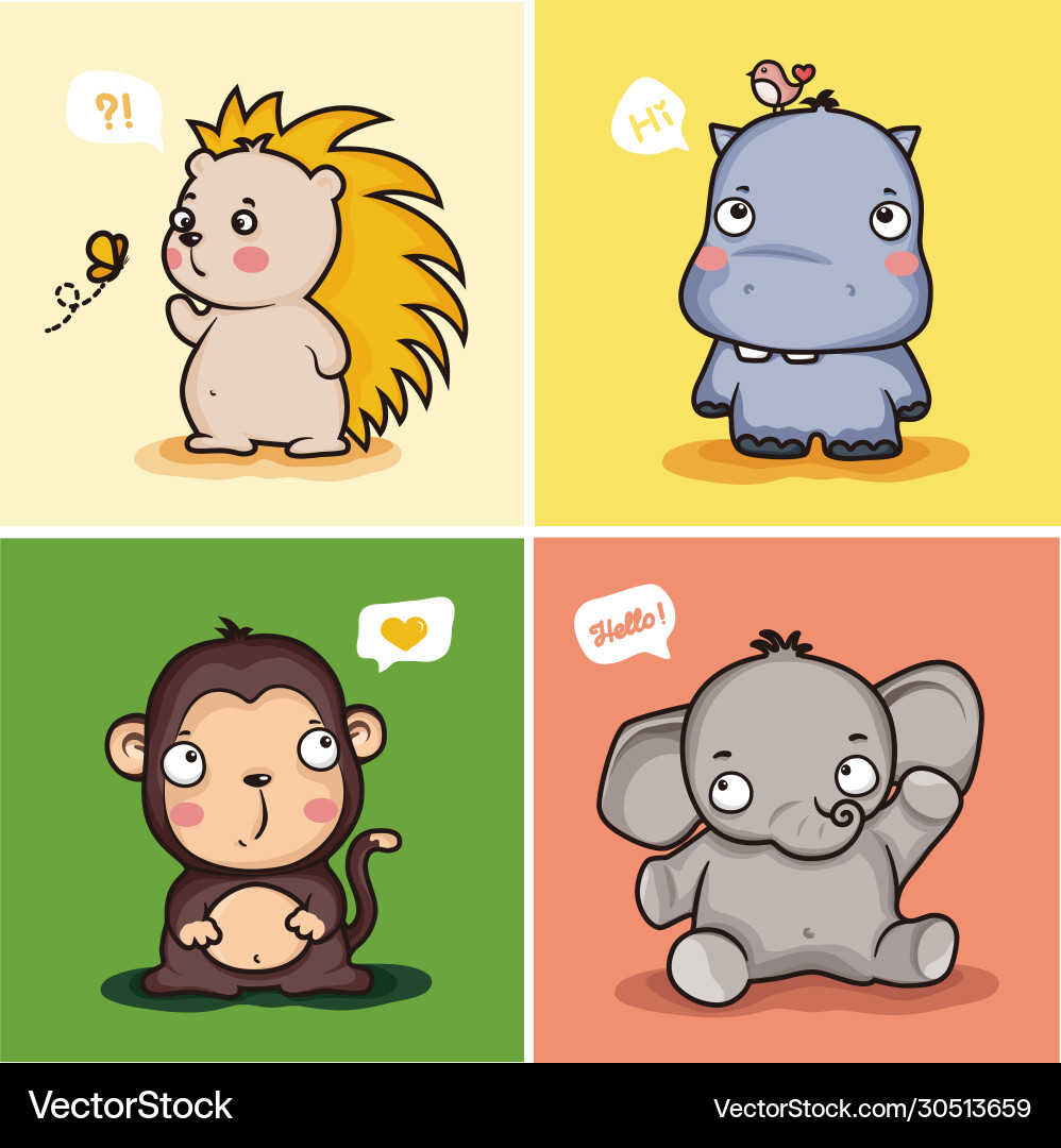 Adorable Wild Animal Characters Royalty Free Vector Image