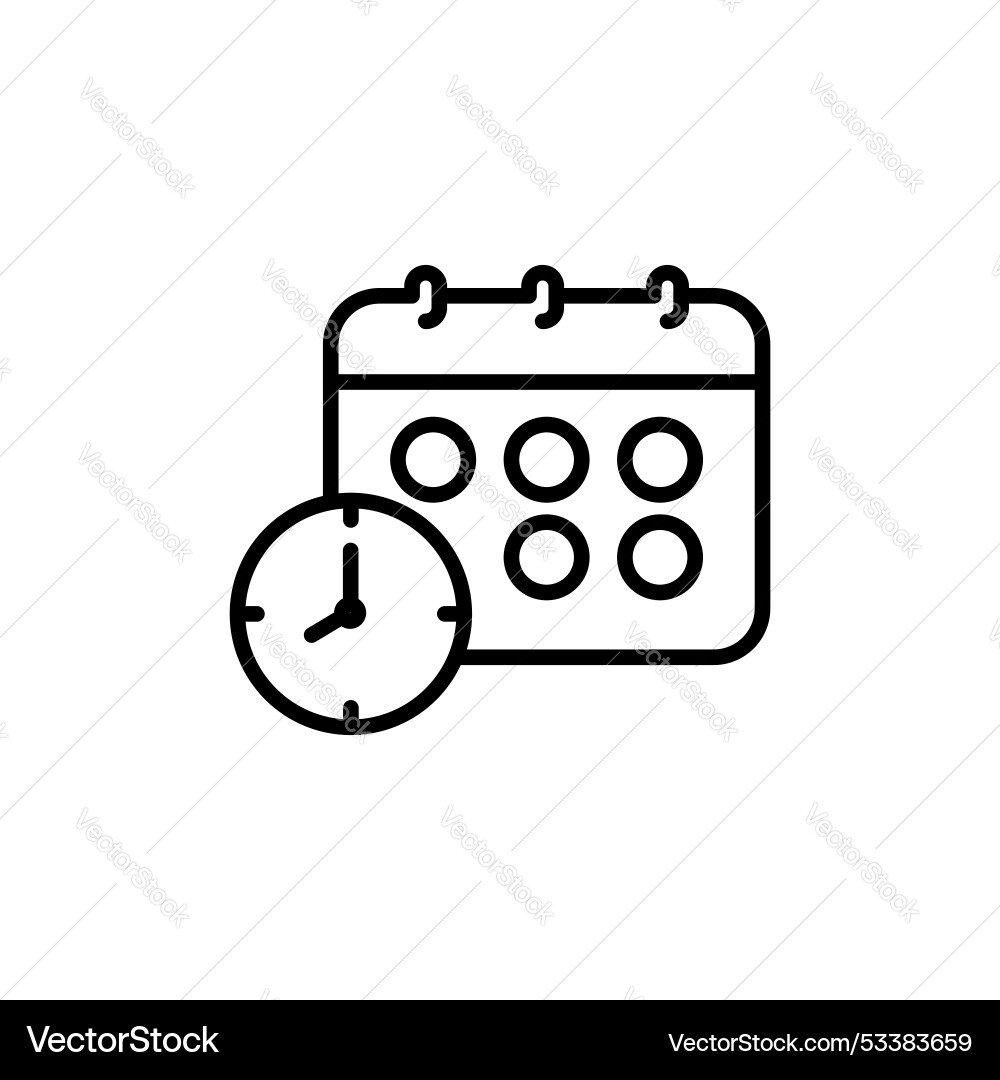 Calendar clock icon set appointment date reminder Vector Image
