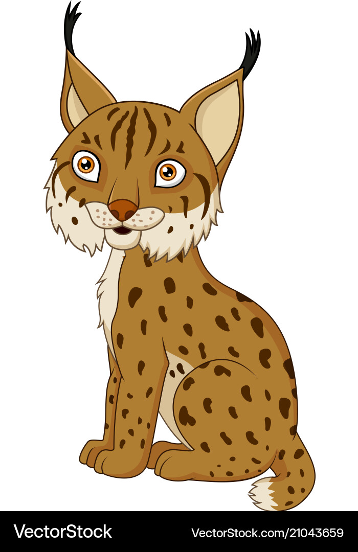 Cartoon lynx sitting Royalty Free Vector Image