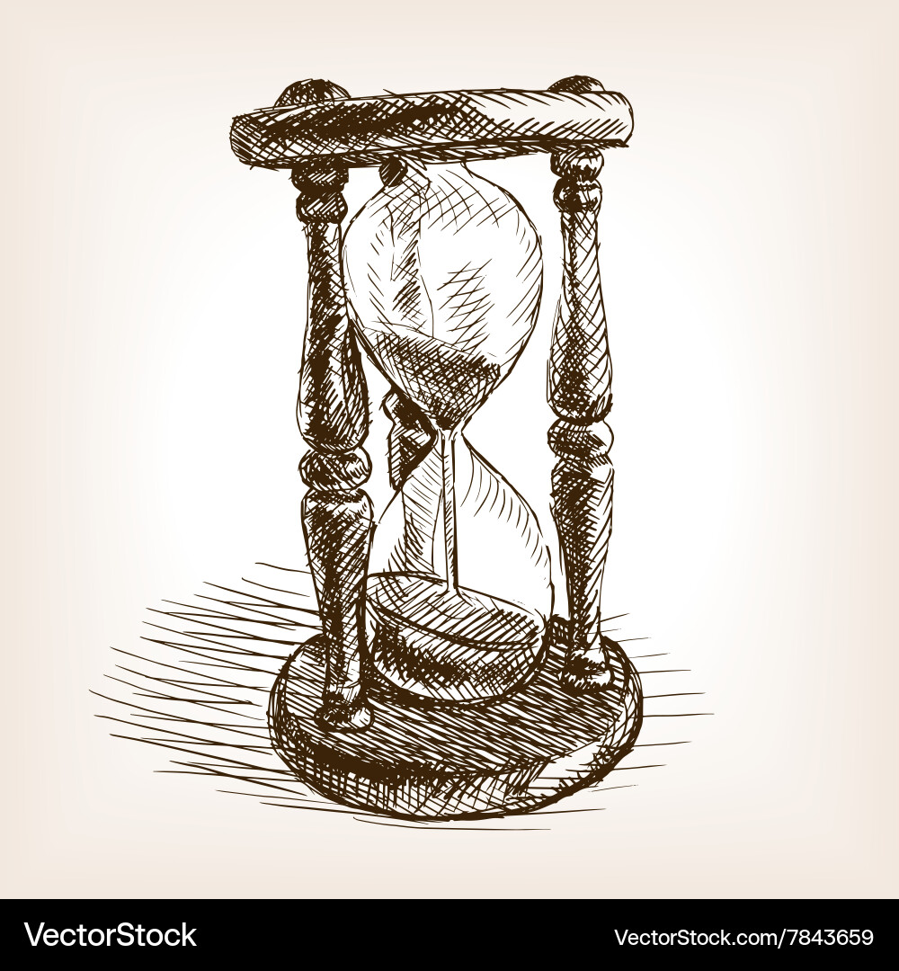 Hourglass hand drawn sketch Royalty Free Vector Image