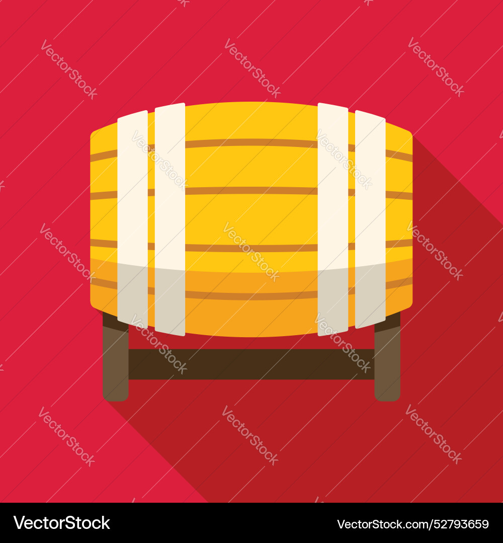 Wooden barrel standing on a red background Vector Image