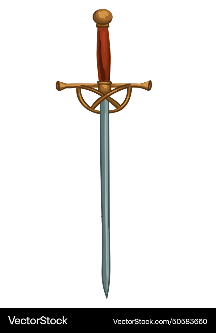 Antique sword with heavy handle and sharp blade Vector Image
