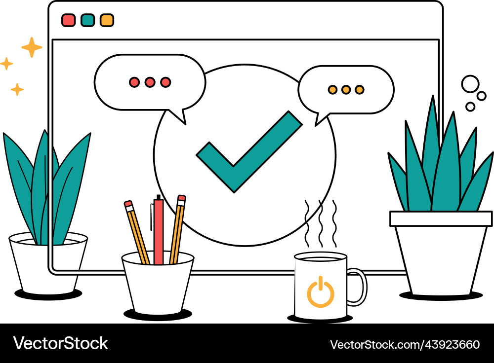 Browser web site check mark approve icon simple Vector Image