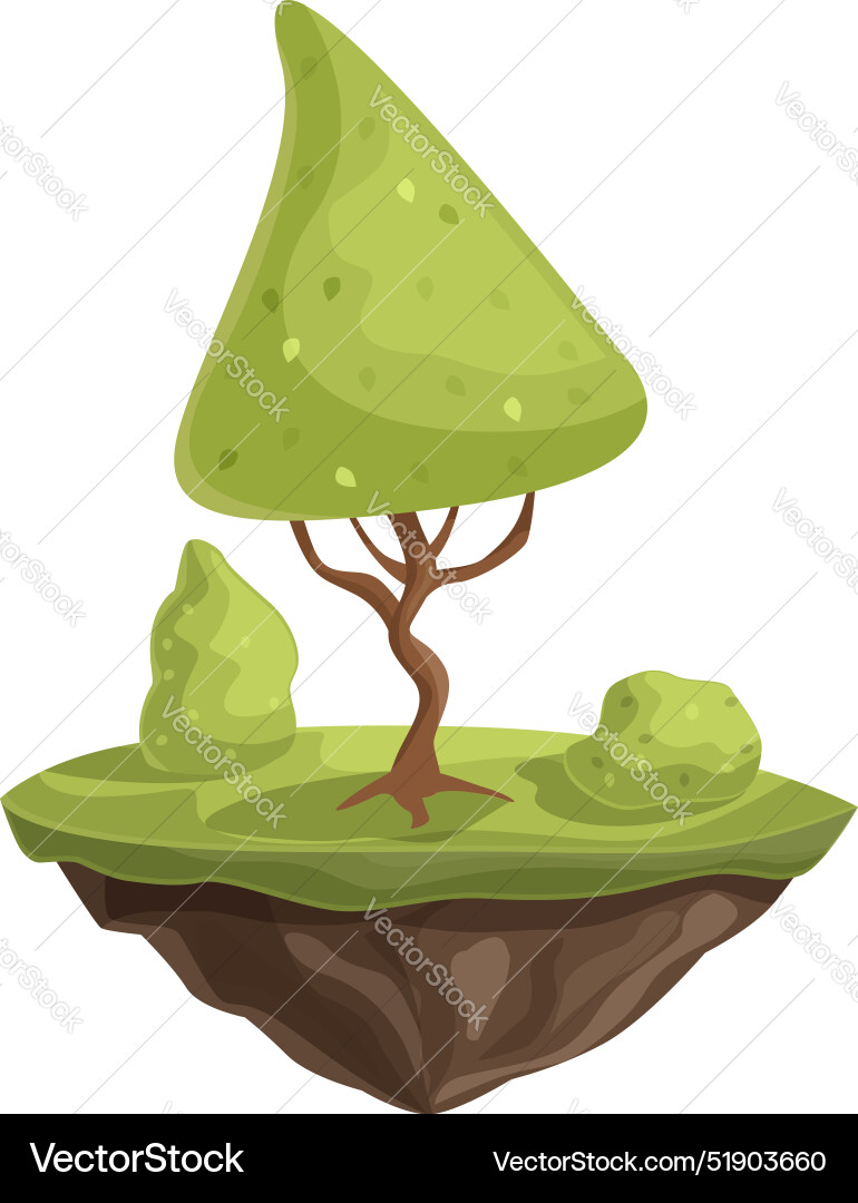 Cartoon tree growing on a tiny floating island Vector Image