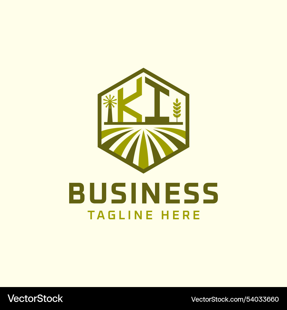 Ki farm logo design modern agro – Royalty-Free Vector | VectorStock