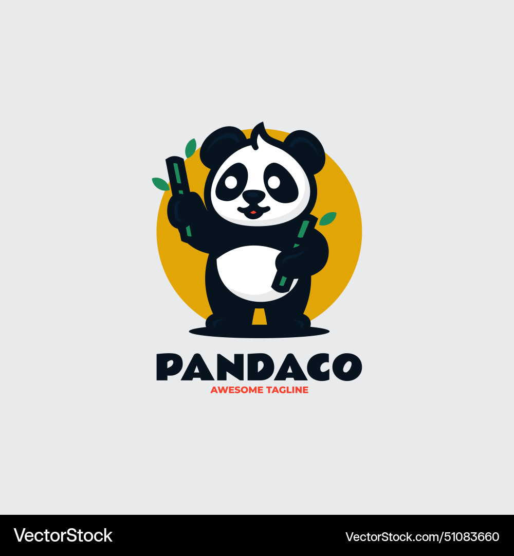 Logo panda mascot cartoon style Royalty Free Vector Image