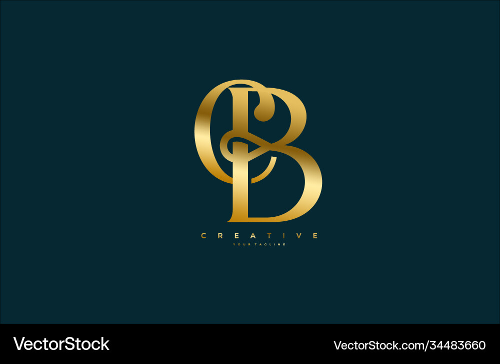 Simple letter cb monogram stylish type gold Vector Image