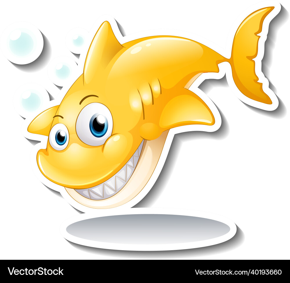 Smiling shark cartoon sticker Royalty Free Vector Image