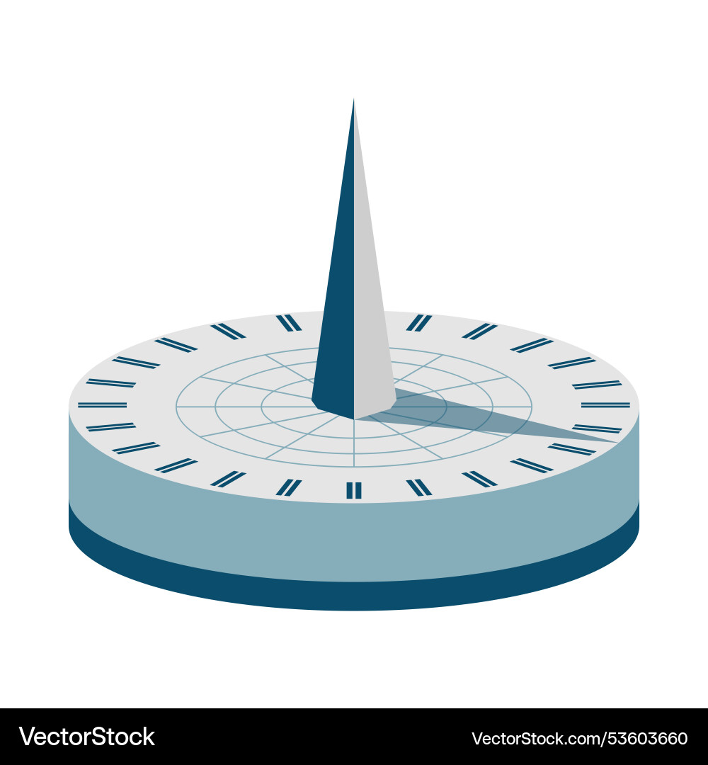 Sundial in flat design ancient sunlight clock Vector Image
